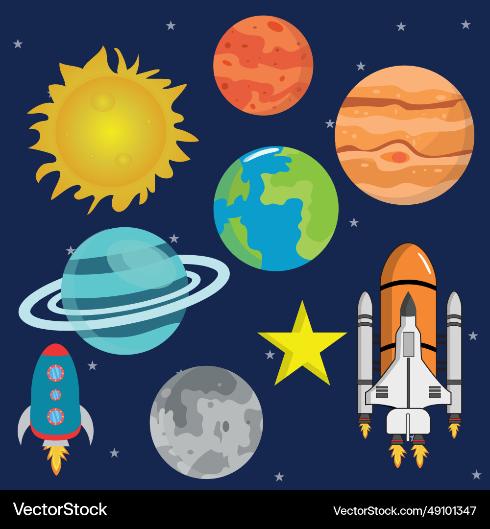 Planet solar system airship airspace clipart Vector Image