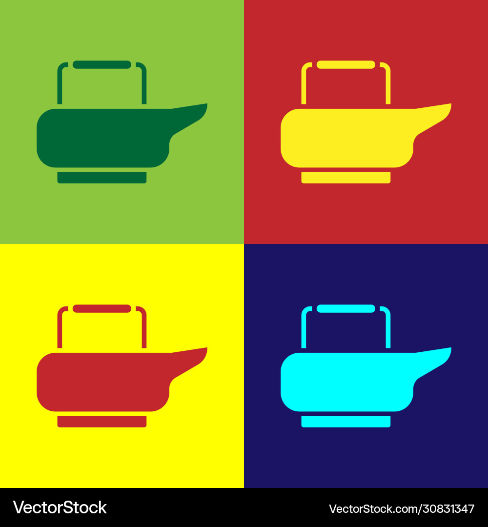 Pop art bedpan icon isolated on color background Vector Image