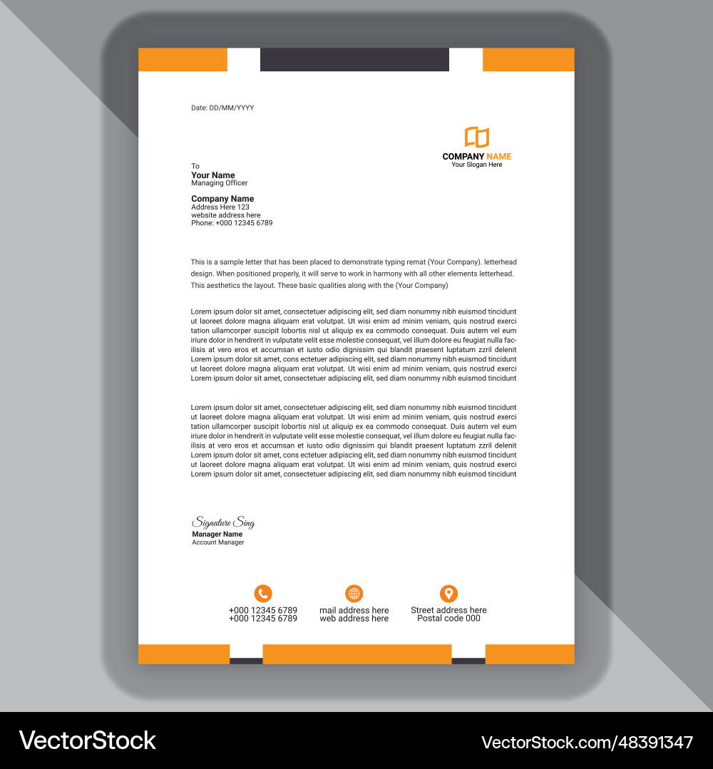 Professional modern and corporate letterhead Vector Image