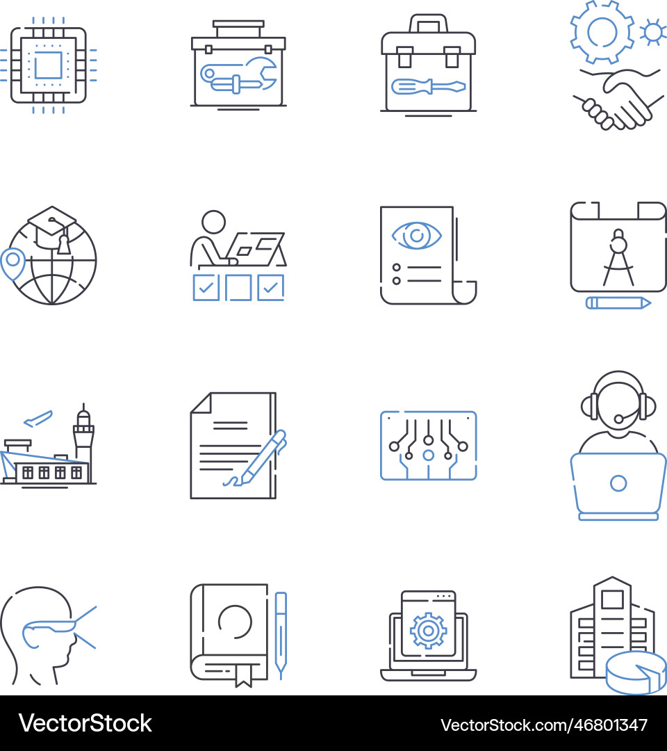 Psychological concepts line icons collection Vector Image