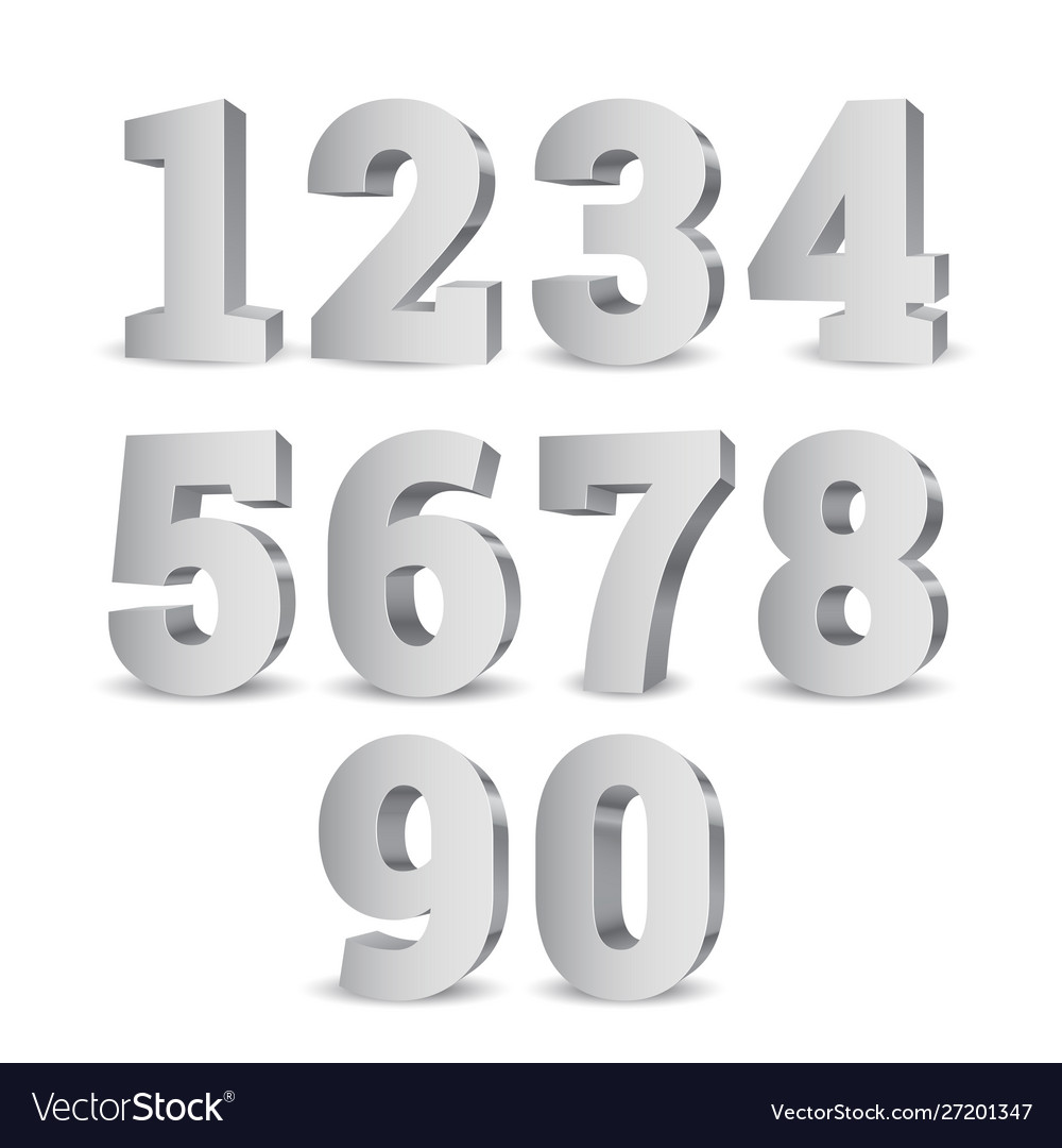 Silver 3d numbers Royalty Free Vector Image - VectorStock
