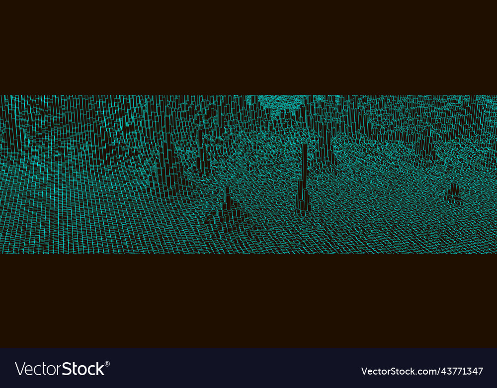 Square pattern wireframe landscape background Vector Image