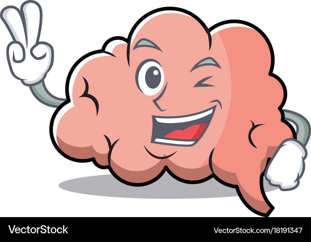 Two finger brain character cartoon mascot Vector Image