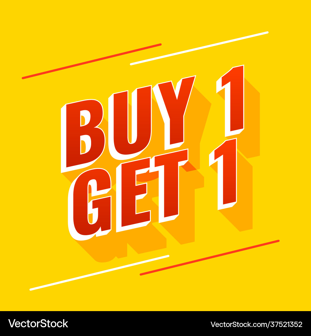 Buy one get yellow banner design Royalty Free Vector Image