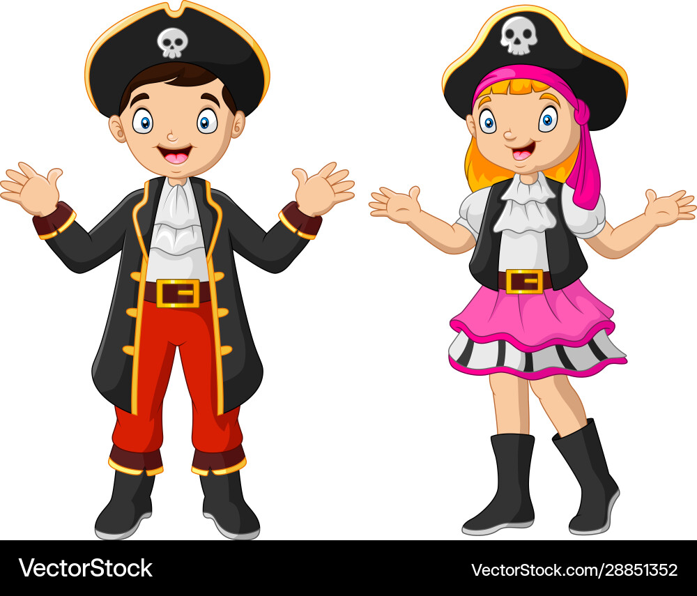 Cartoon funny pirate waving hand Royalty Free Vector Image