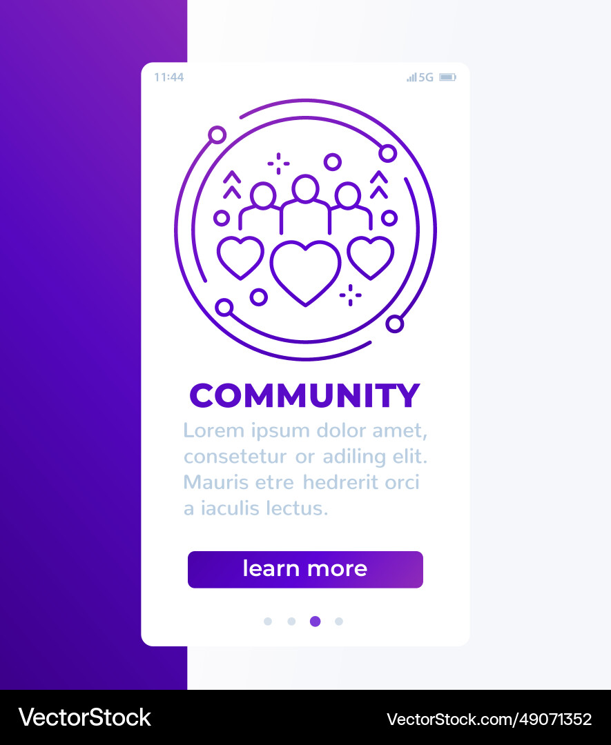 Community people mobile banner with line icon Vector Image