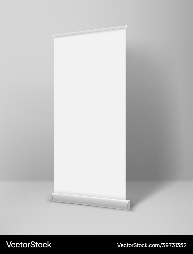 Empty white paper rool up advertising banner Vector Image