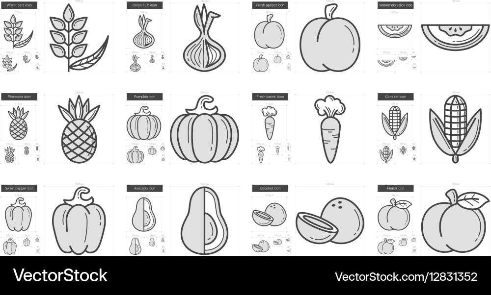 Healthy food line icon set Royalty Free Vector Image