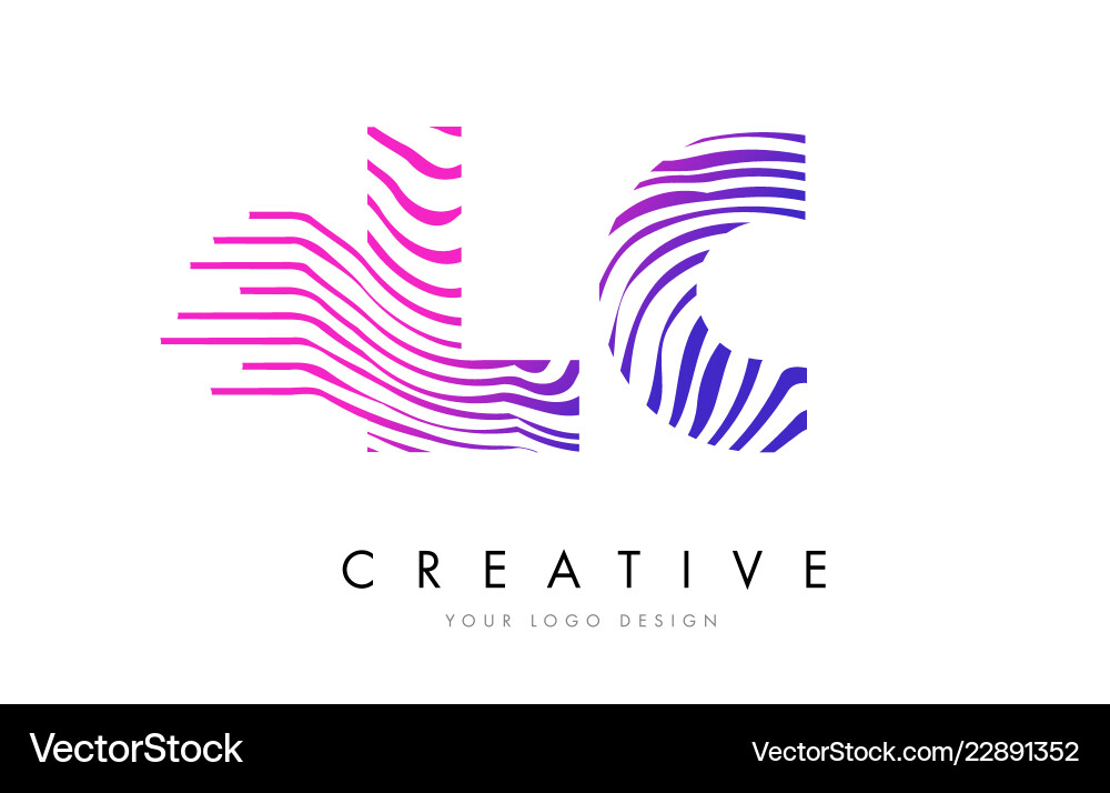 Lc l c zebra lines letter logo design Royalty Free Vector