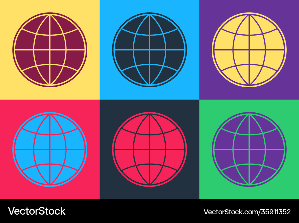 Pop art earth globe icon isolated on color Vector Image