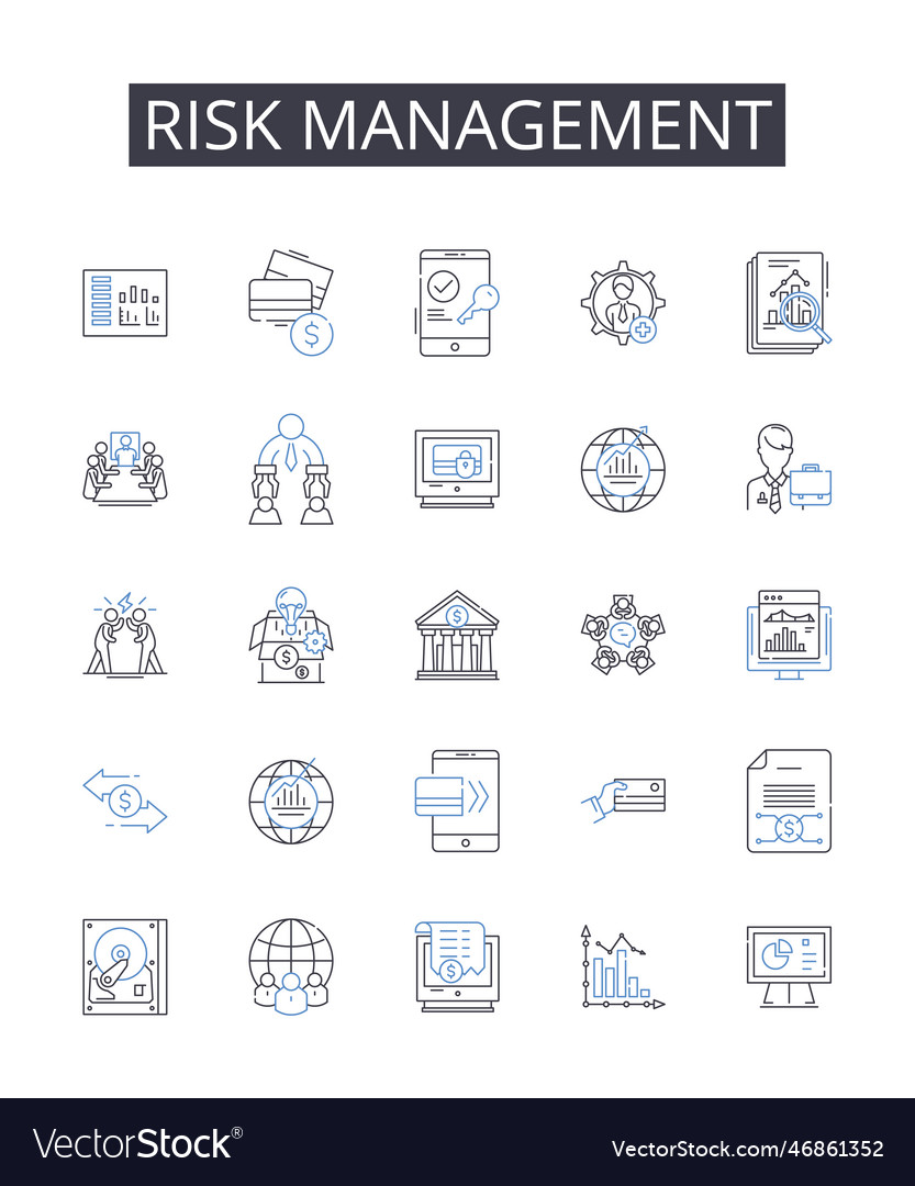 Risk management line icons collection time Vector Image Risk management line icons collection time Vector Image