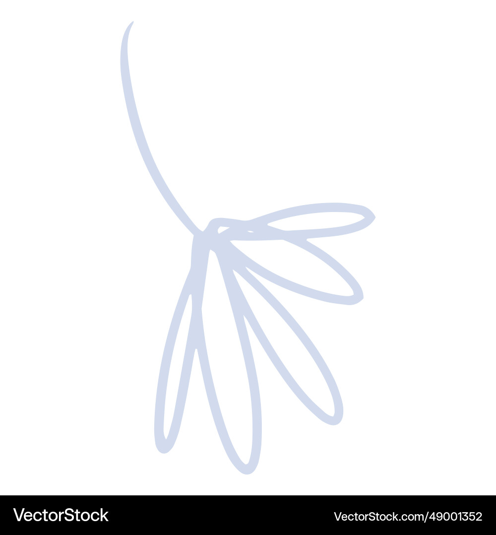 Small leaves branch stroke Royalty Free Vector Image