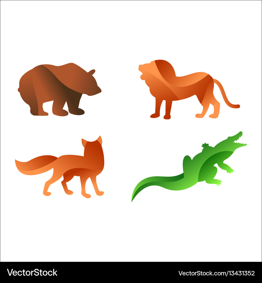 Wild animals jungle pets logo silhouette Vector Image