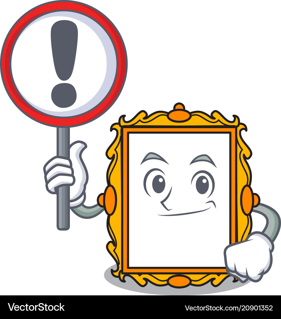 With sign picture frame character cartoon Vector Image
