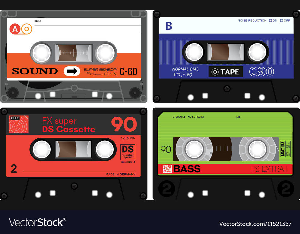 Audio cassette records Royalty Free Vector Image Audio cassette records Royalty Free Vector Image
