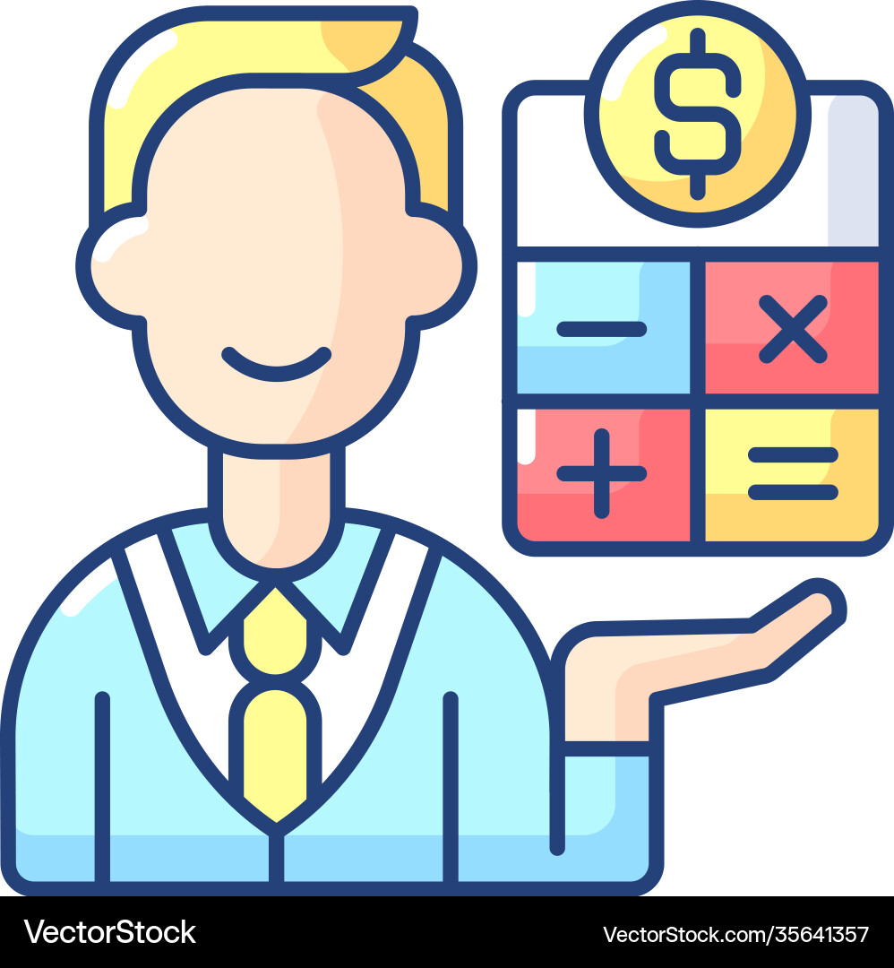 Bookkeeper rgb color icon Royalty Free Vector Image