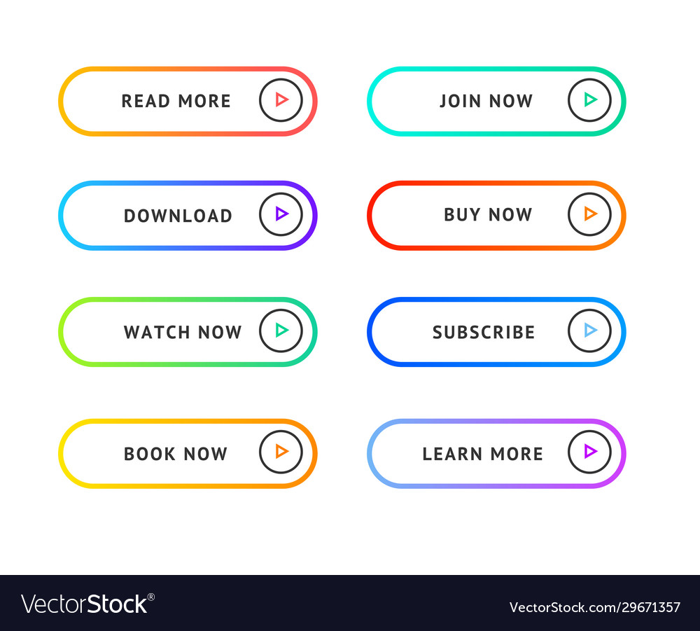 Color thin line button template set Royalty Free Vector