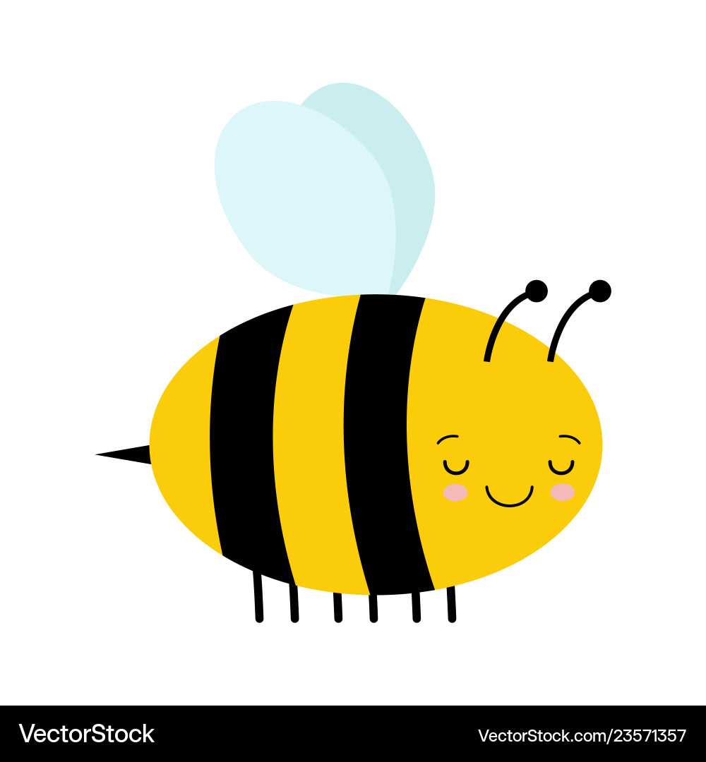 Cute cartoon sleeping bee isolated on white Vector Image