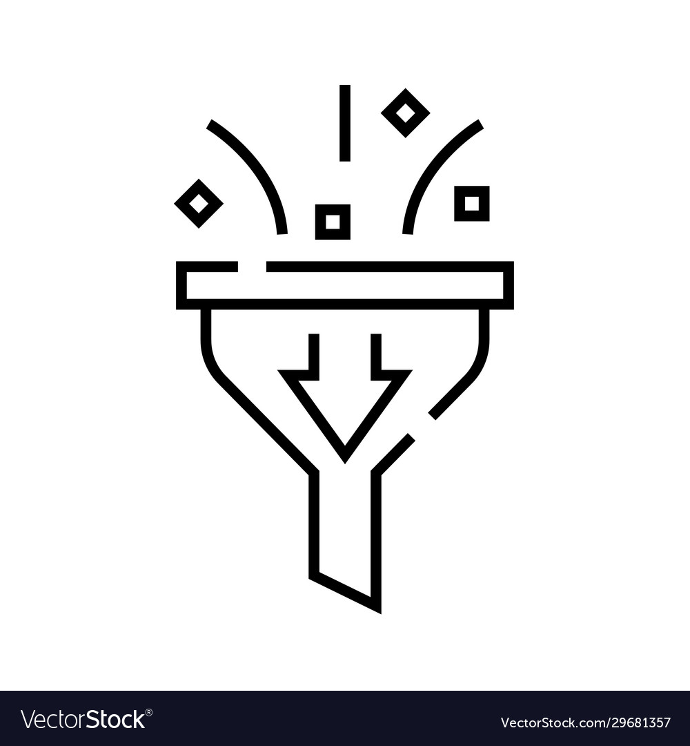 Filtering data line icon concept sign outline Vector Image