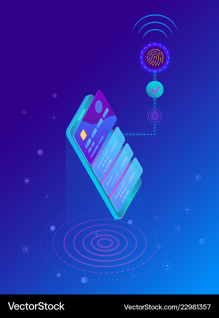 Fingerprint Scan Biometric Identification System Vector Image