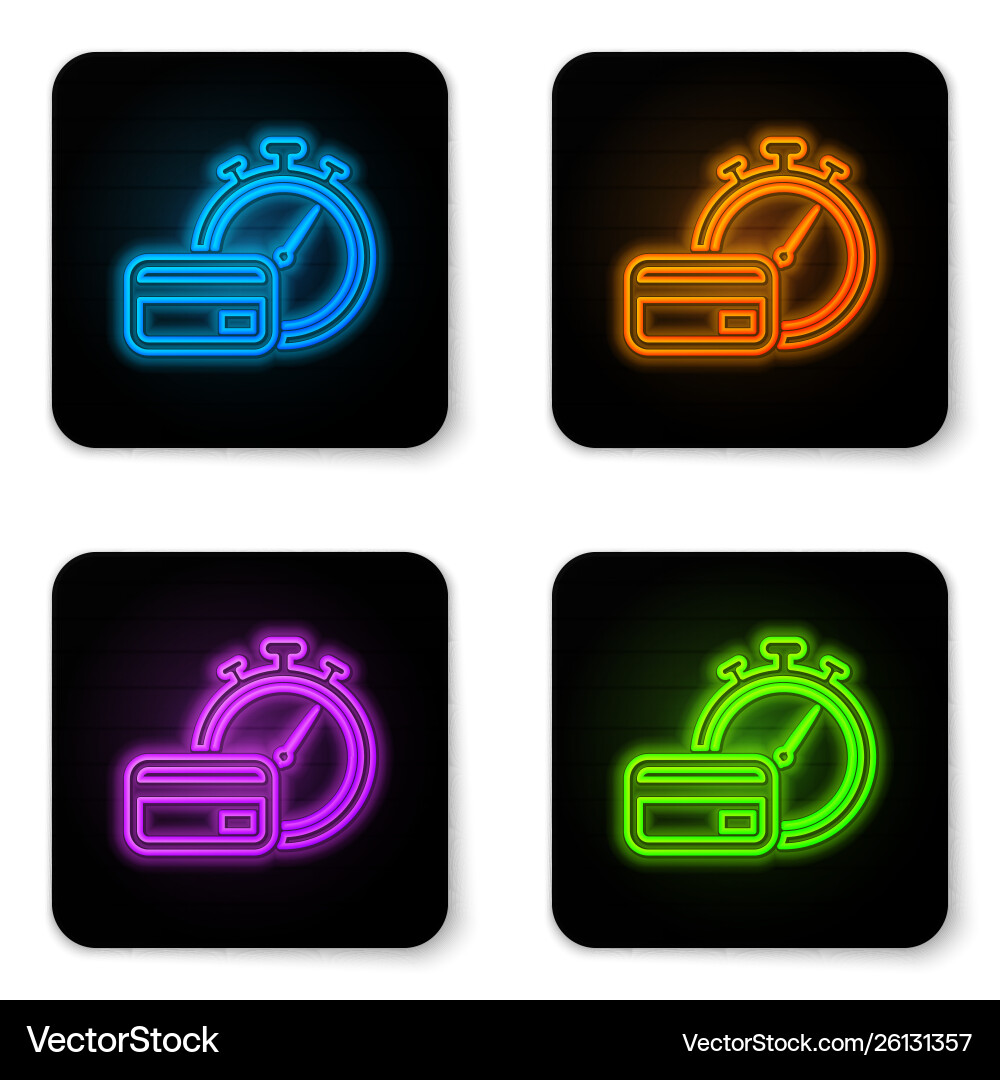 Glowing neon fast payments icon isolated on white Vector Image