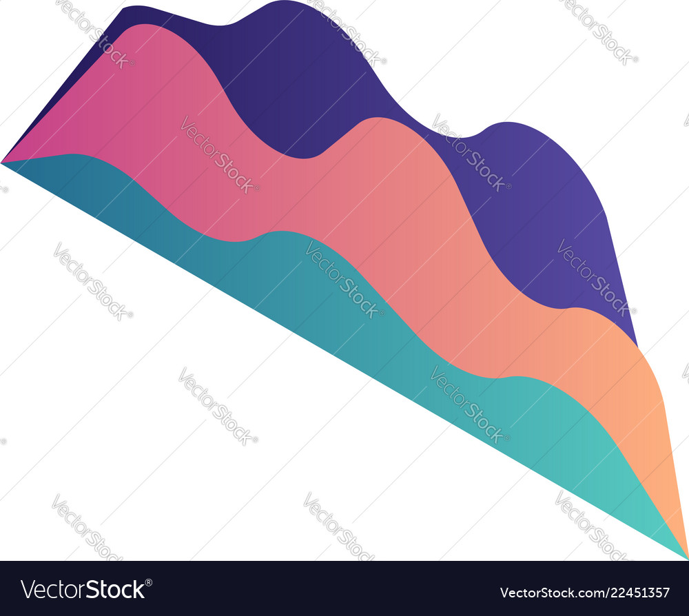 Gradient graph chart icon isometric style Vector Image