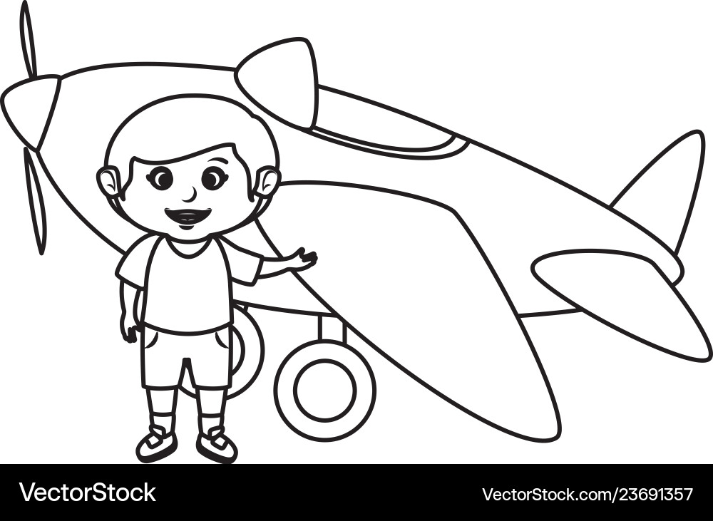 Little boy with airplane toy Royalty Free Vector Image