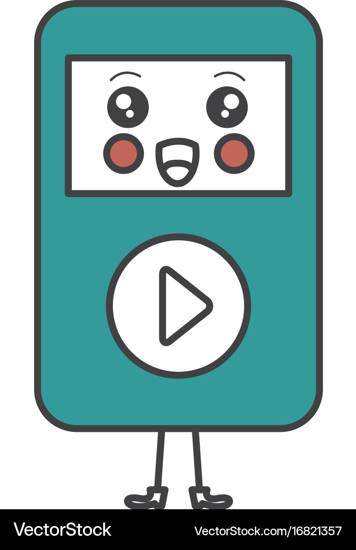 Music player mp3 kawaii character Royalty Free Vector Image