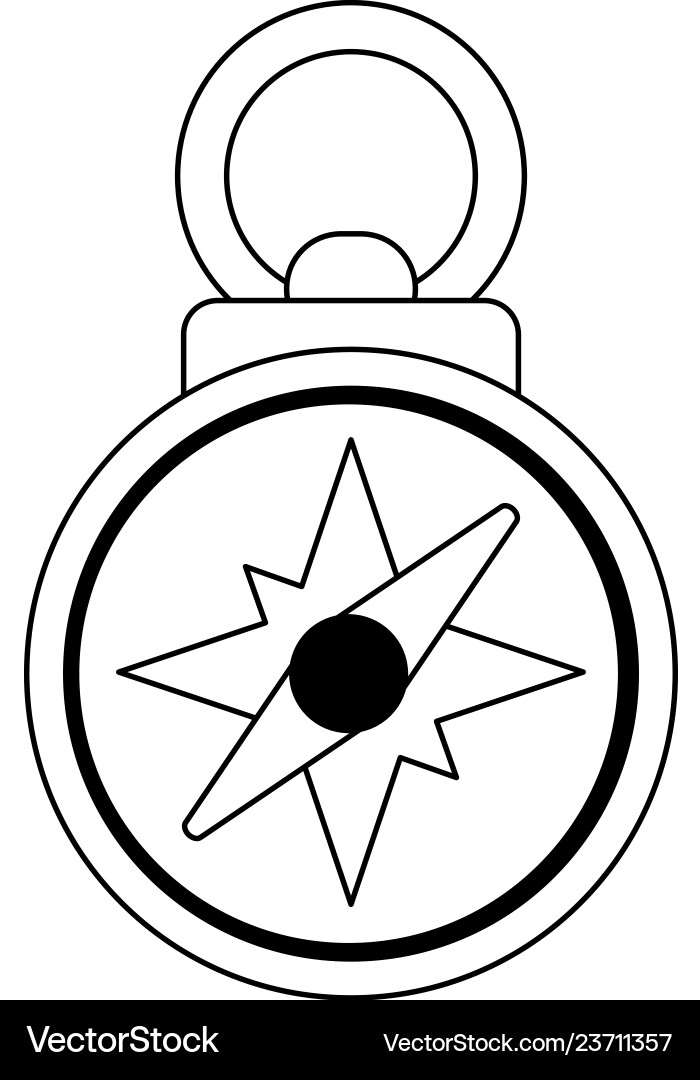 Navigation compass symbol in black and white Vector Image