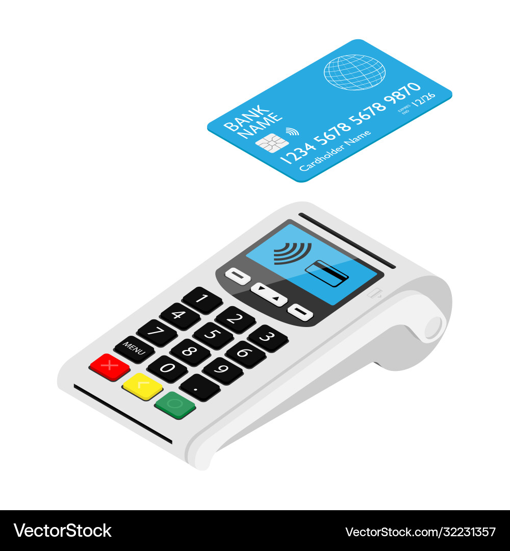 New smart pos terminal payment machine with bank Vector Image