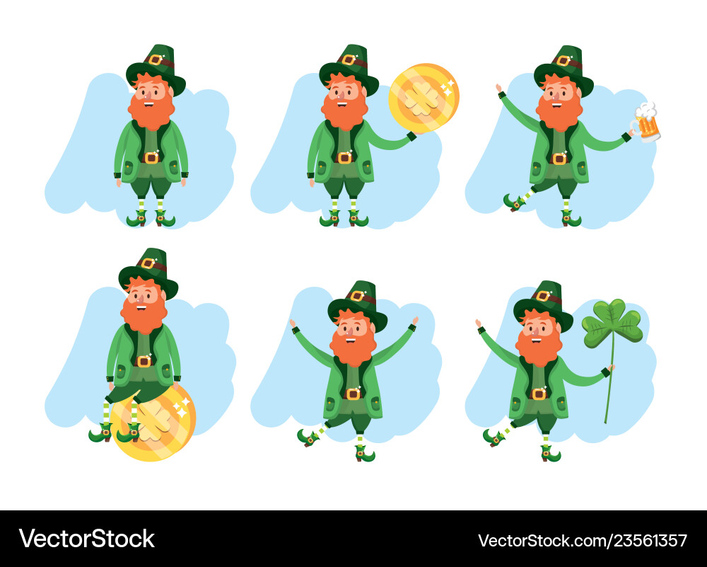 Set st patrick man with hat and beard to celebrate