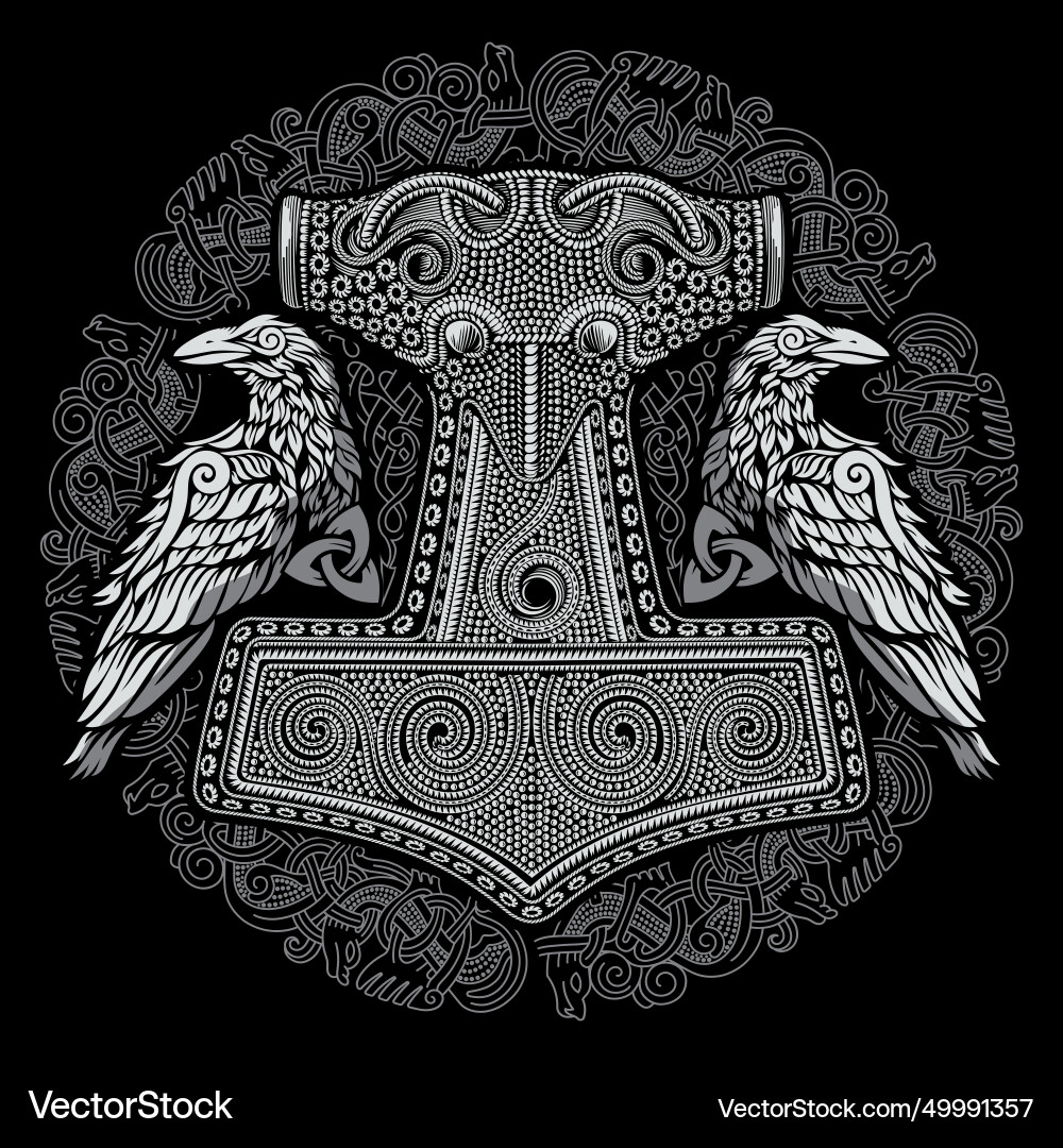 Viking old celtic scandinavian design hammer Vector Image