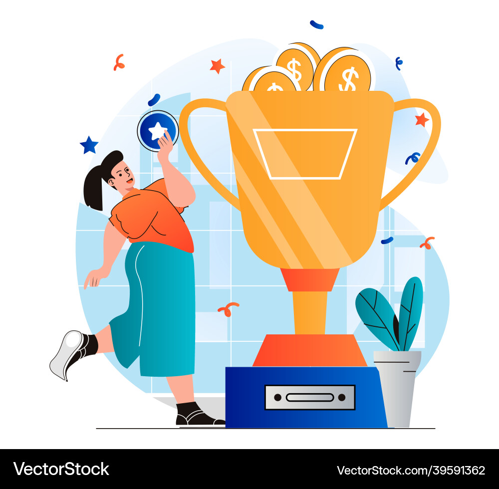 Business award concept in modern flat design Vector Image