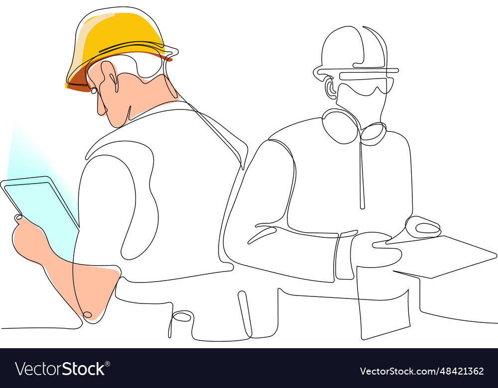 Construction manager and engineer working Vector Image