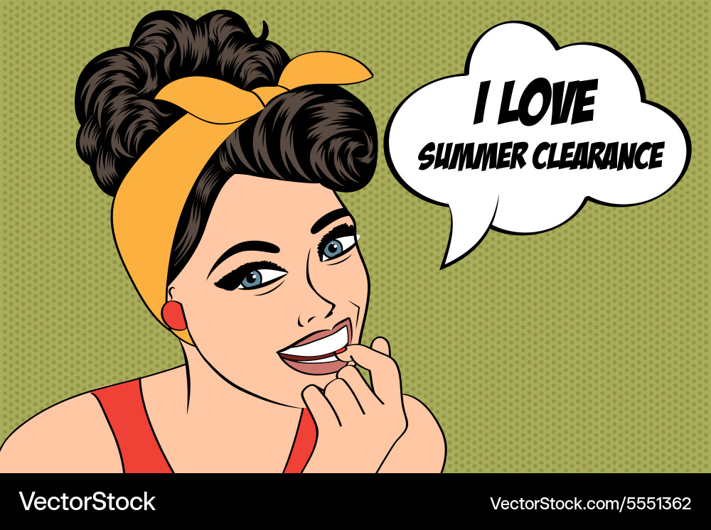 Cute retro woman in comics style with message Vector Image