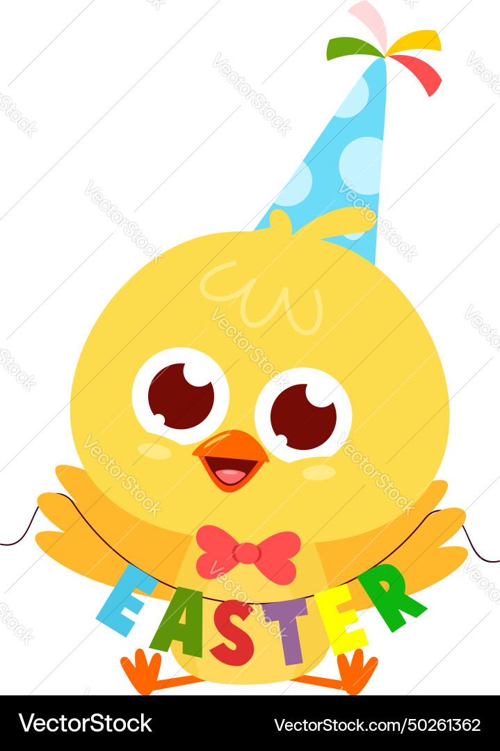 Cute yellow chick cartoon character Royalty Free Vector