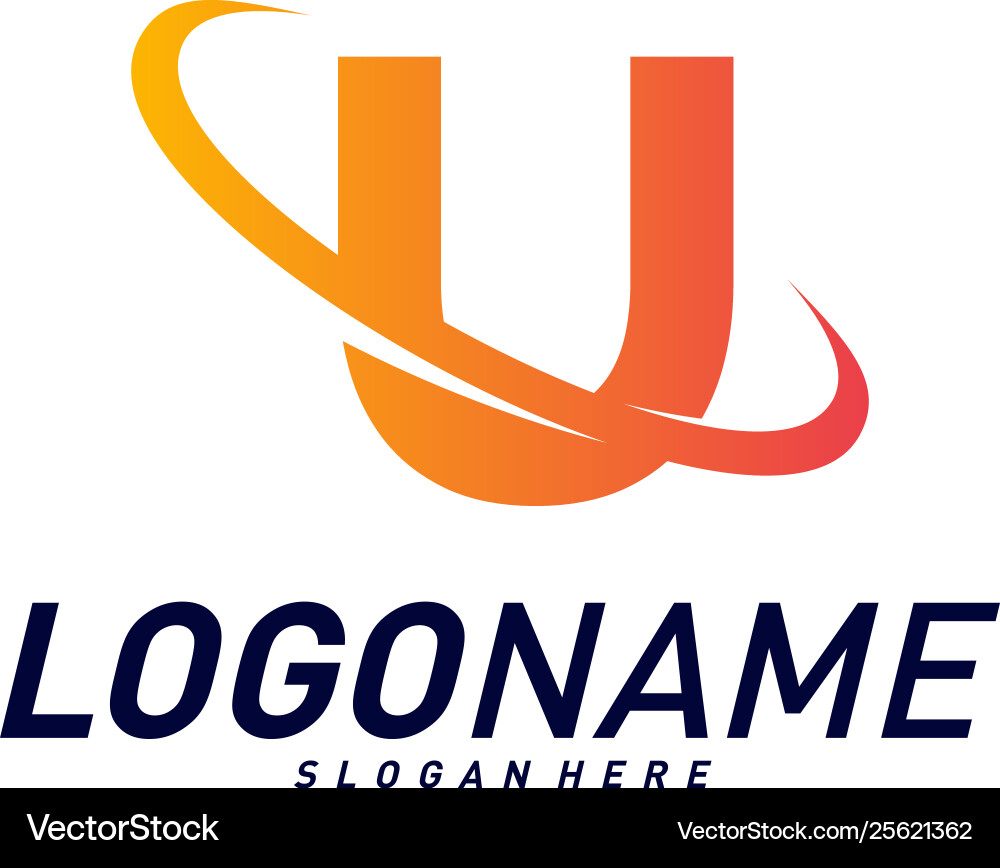 Font with planet logo design concepts letter u Vector Image