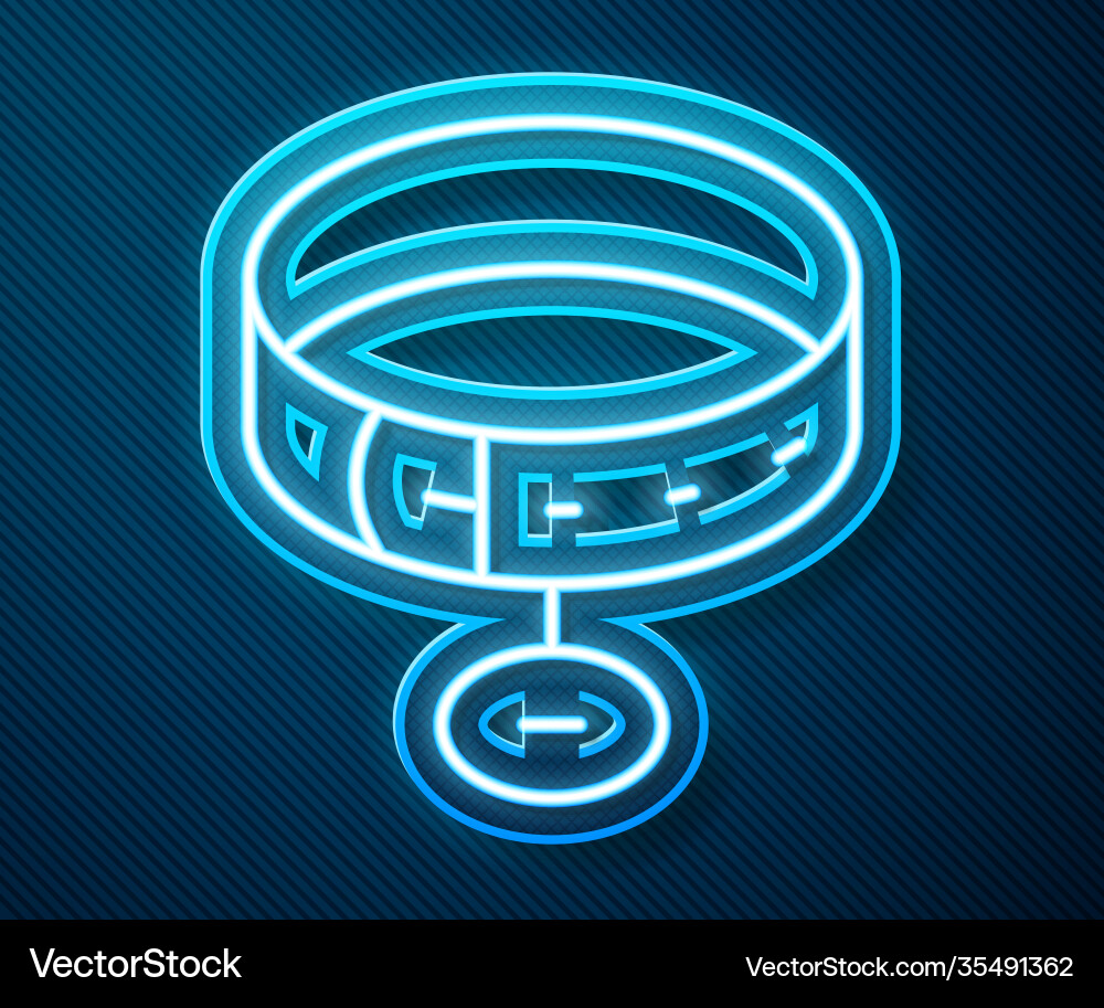 Glowing neon line collar with name tag icon Vector Image
