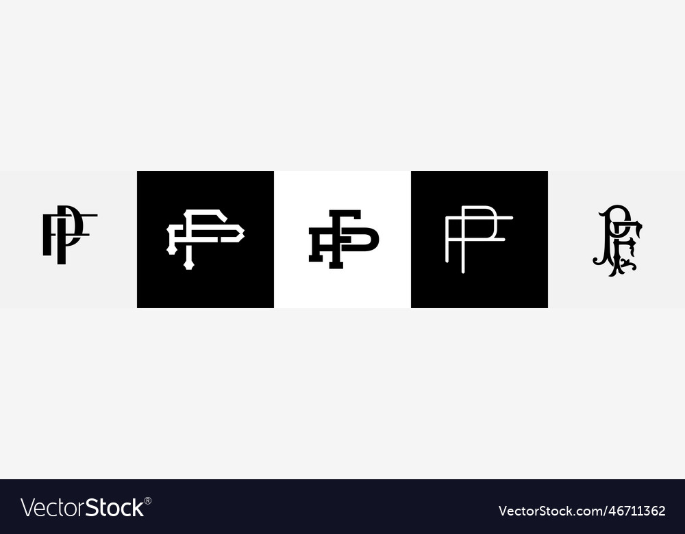 Initial letters fp monogram logo design bundle Vector Image