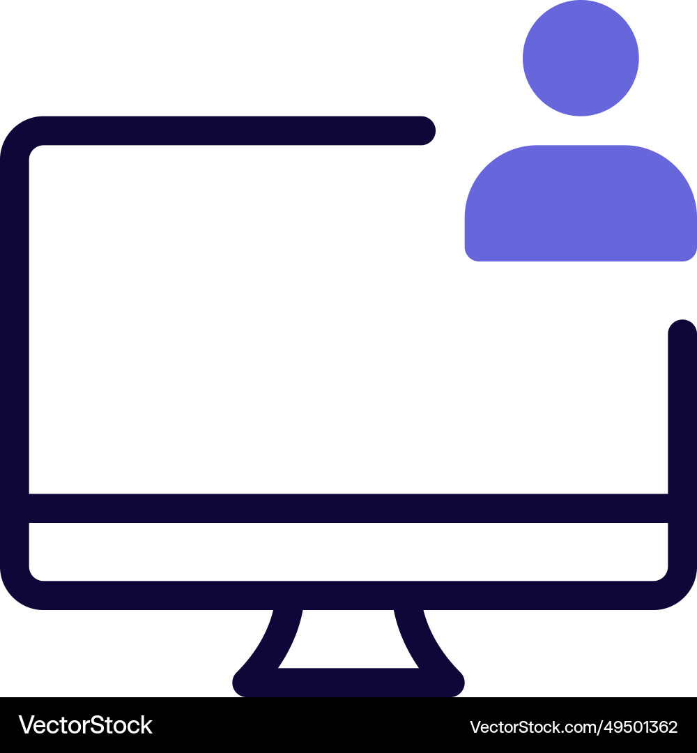Main computer handled by user in workspace Vector Image