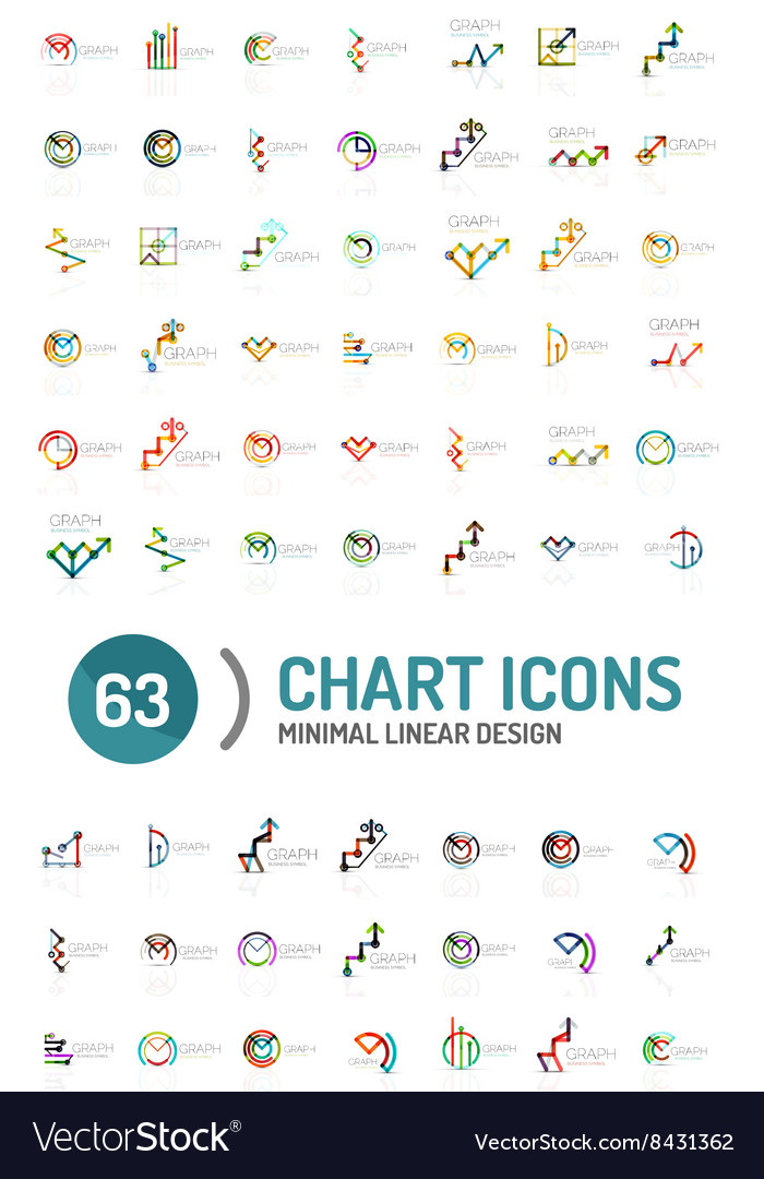 Mega collection of chart business logos Royalty Free Vector