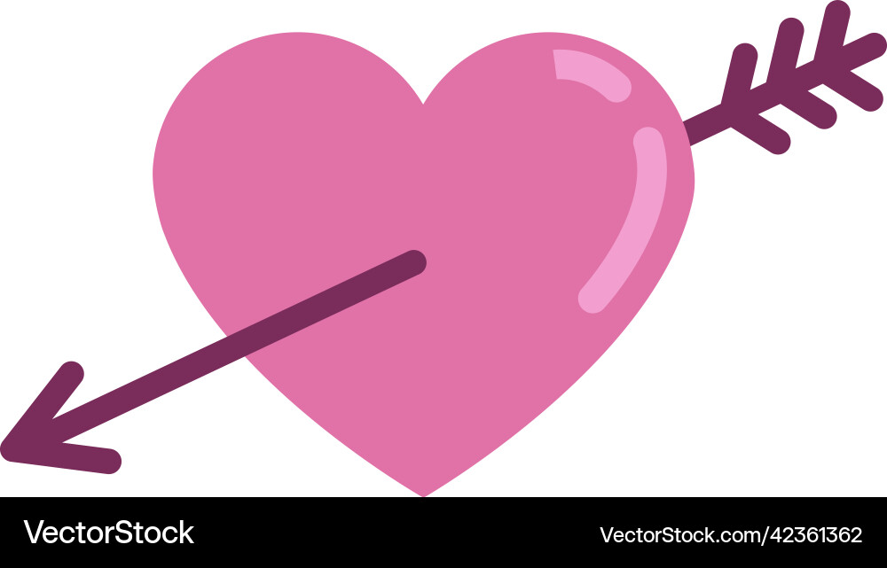 Pink heart with arrow semi flat color object Vector Image