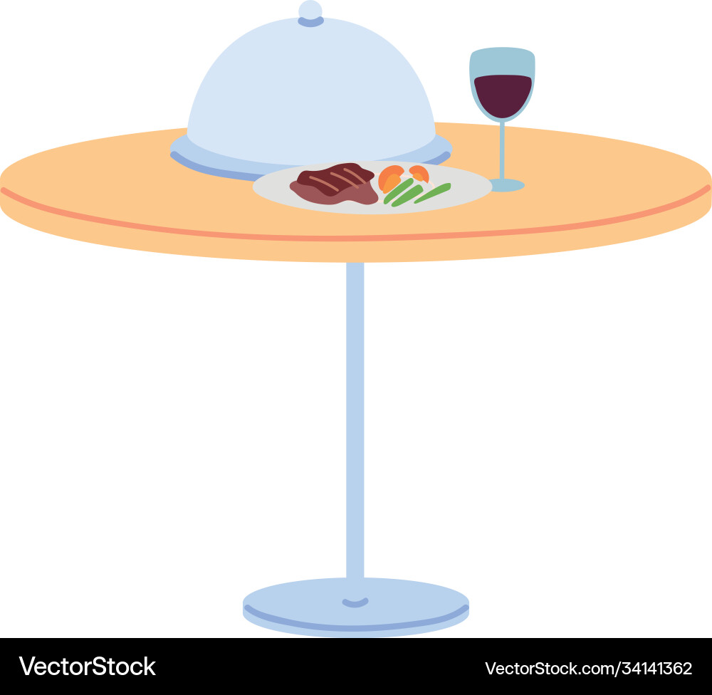 Restaurant table with served food on white Vector Image
