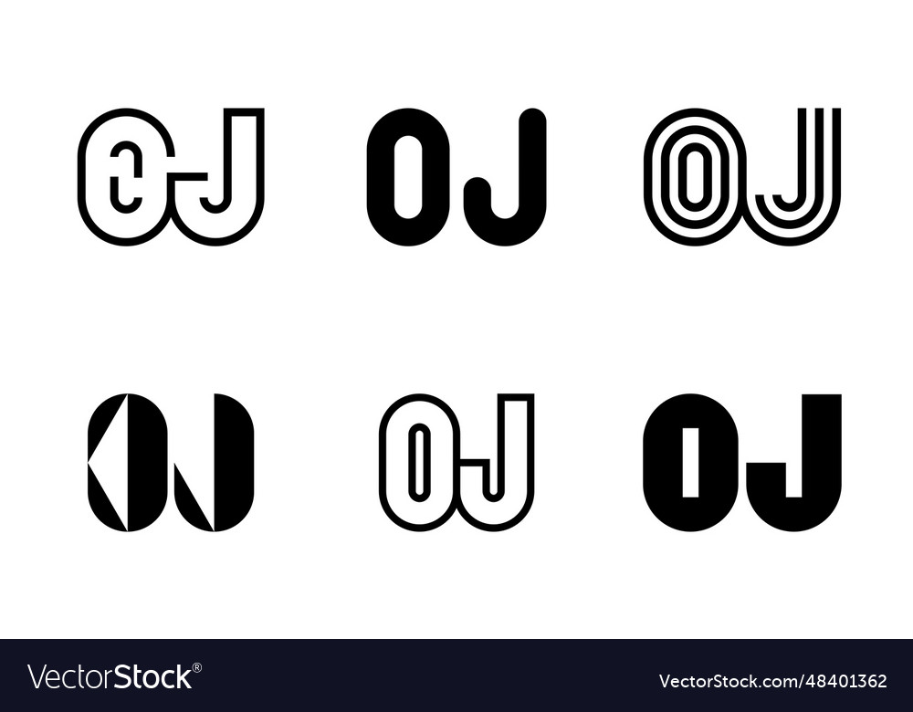 Set of letter oj logos Royalty Free Vector Image