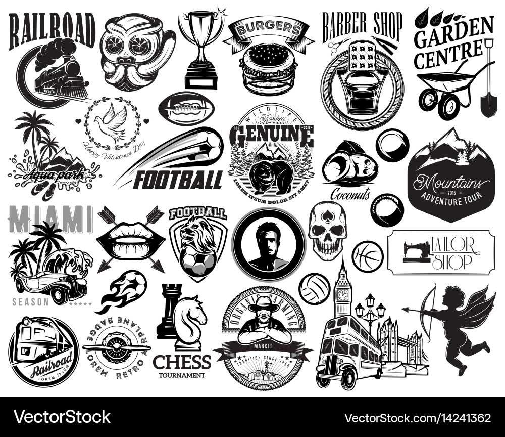 Set of monochrome for design Royalty Free Vector Image