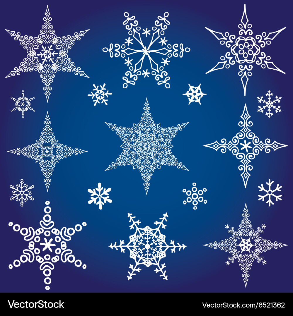 Snowflakes icon collectionwinter crystal star Vector Image
