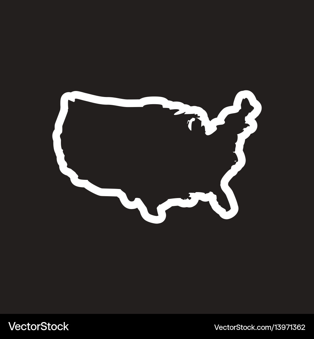 Stylish black and white icon map usa Royalty Free Vector