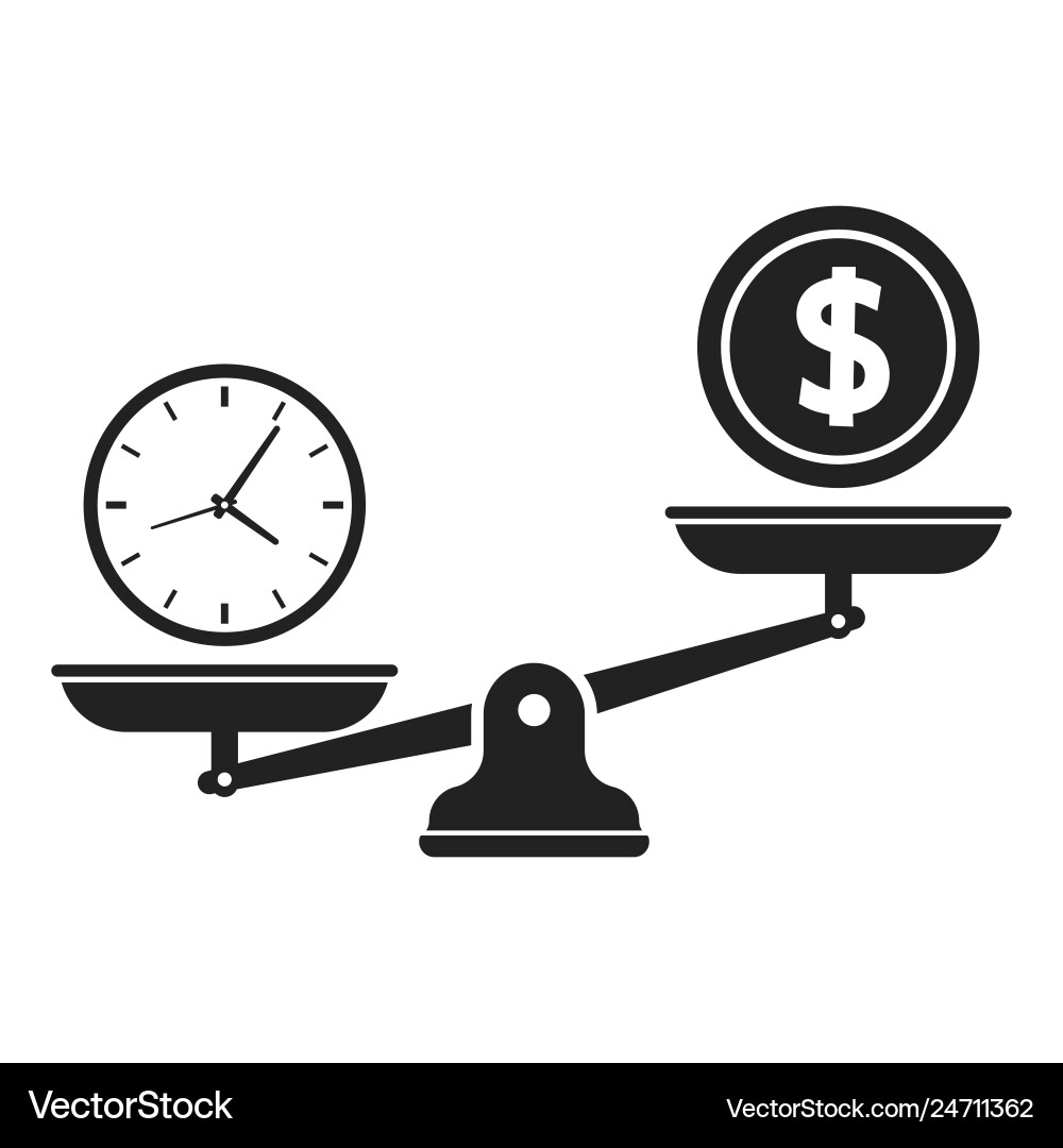 Time and money on scales icon Royalty Free Vector Image