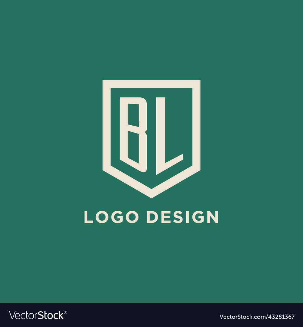 Bl initial logo monogram shield geometric shape Vector Image