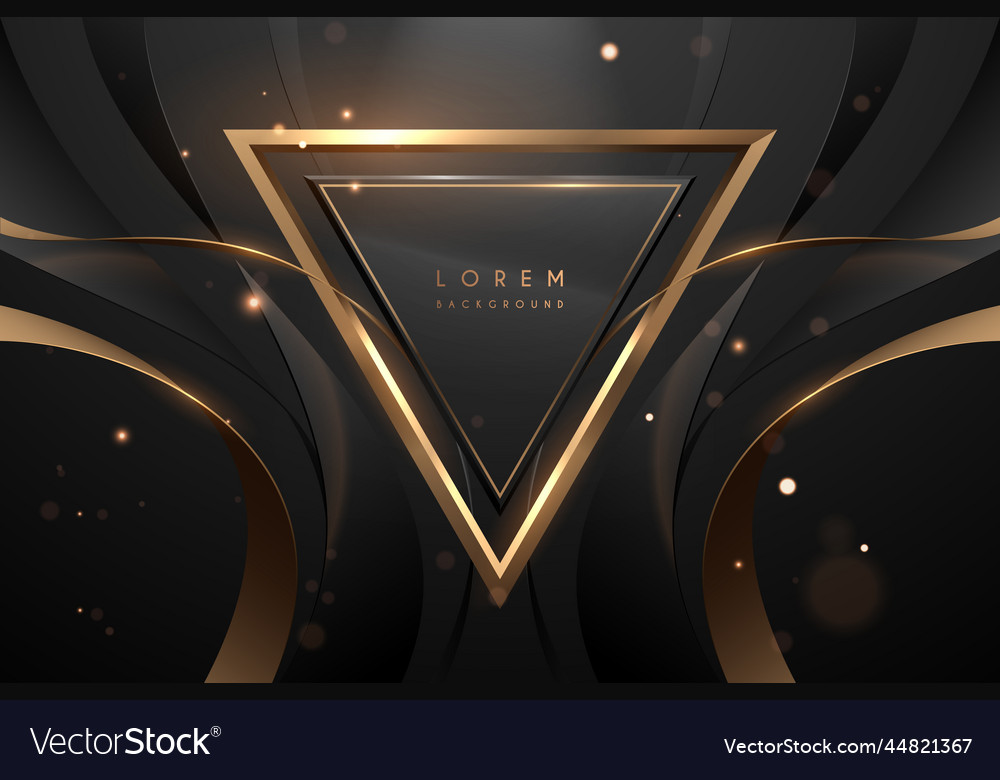 Black and gold triangle shape with ribbons Vector Image